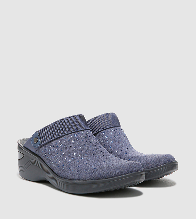 Buy Bzees NADASHINGBRIGH Embellished Heeled Clogs In Blue | 6thStreet UAE