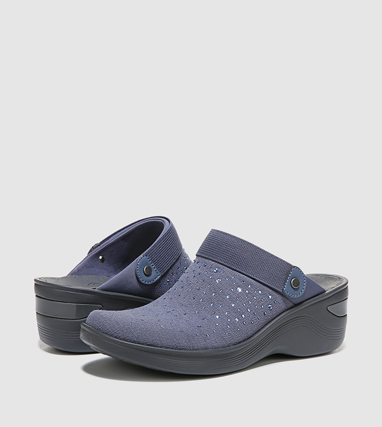 Buy Bzees NADASHINGBRIGH Embellished Heeled Clogs In Blue | 6thStreet UAE