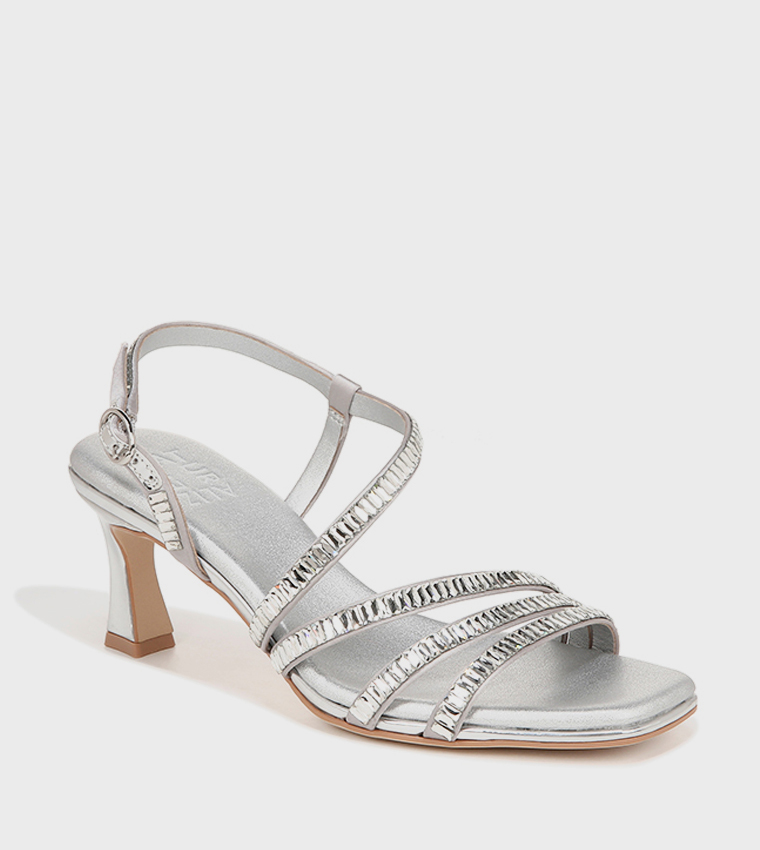 Buy Naturalizer NAGALAXY2 Embellished Open Toe Heel Sandals In Silver ...