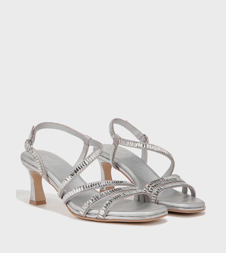 Buy Naturalizer NAGALAXY2 Embellished Open Toe Heel Sandals In Silver ...