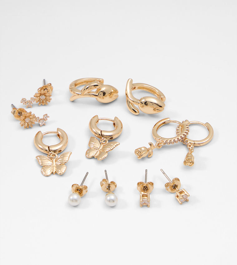 Buy Aldo Accessories IZZIEE Multipack Gold Tone Earrings Set In Gold ...