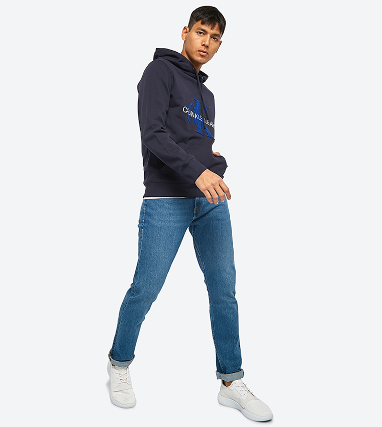 Buy Calvin Klein Draw Cord Details Long Sleeve High Neck Jacket Navy In ...