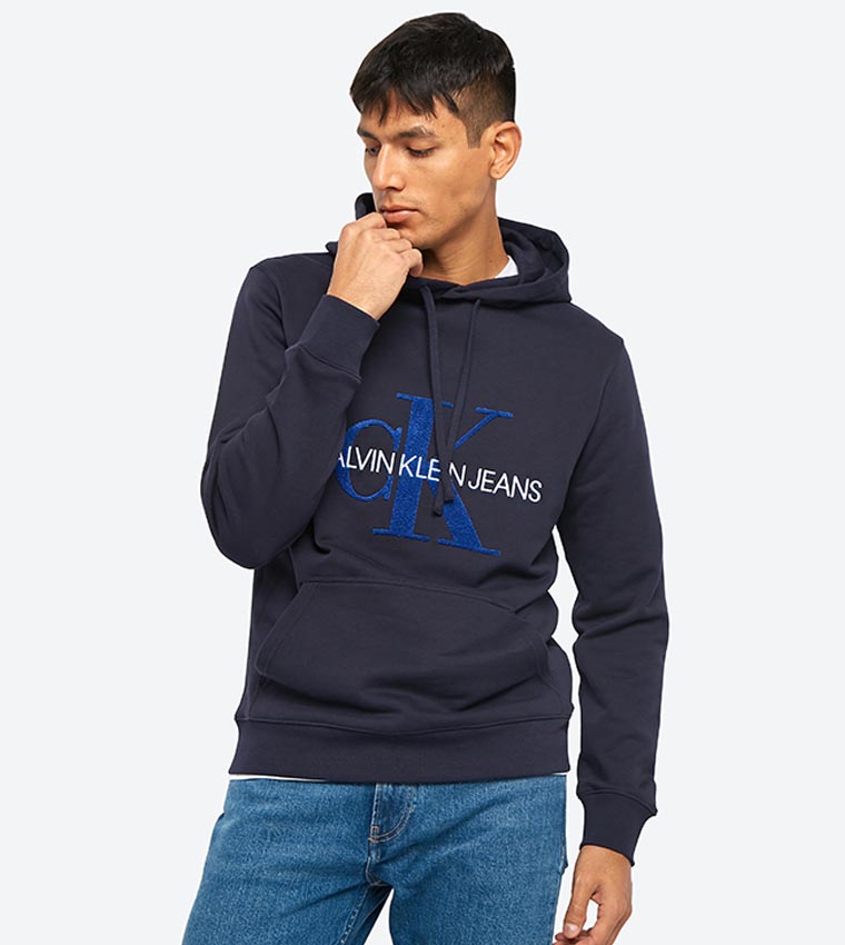 Buy Calvin Klein Draw Cord Details Long Sleeve High Neck Jacket Navy In ...