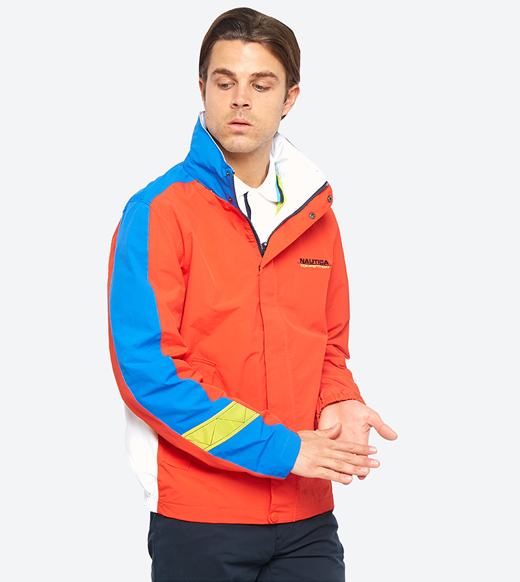 Buy Nautica Long Sleeve High Necked Zip Closure Jacket Red In Red ...