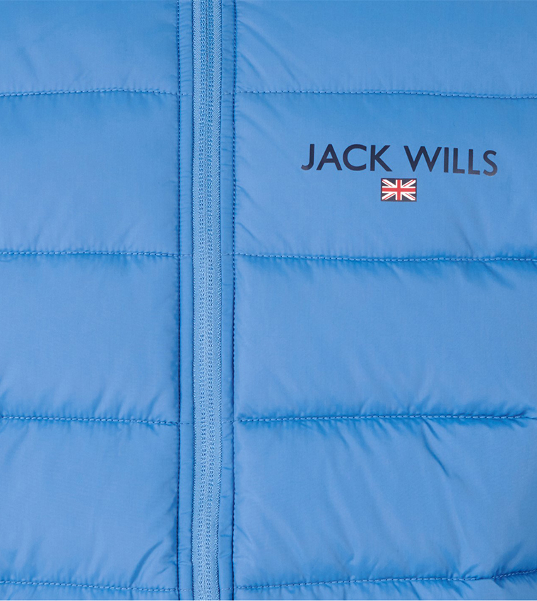 Buy Jack Wills Kids Logo Printed Quilted Hooded Jacket In Blue ...