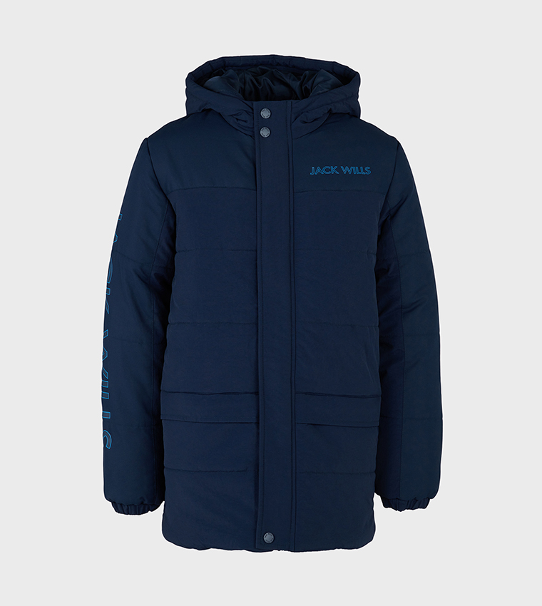 Buy Jack Wills Kids Logo Detail Quilted Coat In Navy | 6thStreet Kuwait