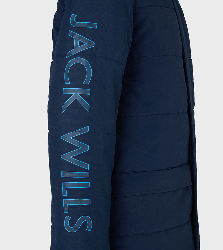 Buy Jack Wills Logo Detail Quilted Coat In Navy | 6thStreet Kuwait