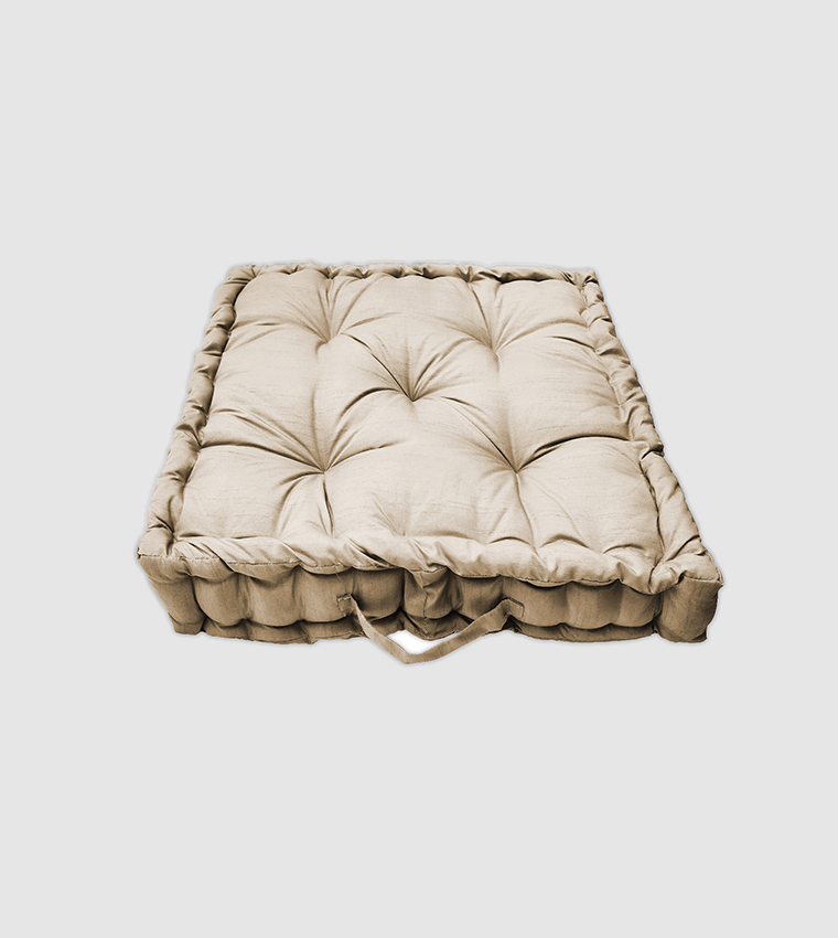 Buy HIS & HERS Square Shaped Floor Cushion Polyester In Gold ...