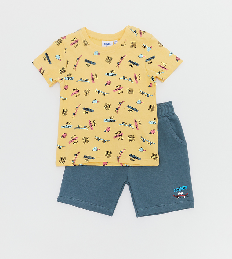 Buy R&B Kids Printed 3 Piece Clothing Set In Grey | 6thStreet Saudi Arabia