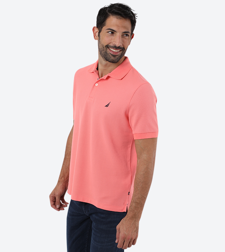 Buy Nautica Short Sleeve Classic Collar Brand Logo Details Polo Shirt ...