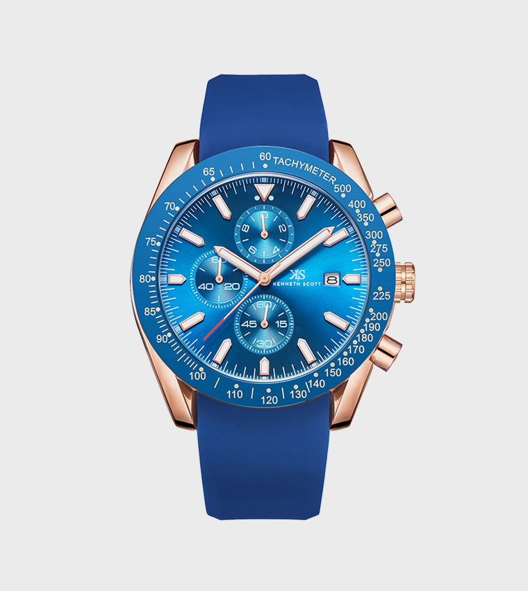 Buy Kenneth Scott LD57 Movement Chronograph Multifunction Watch In NAVY ...