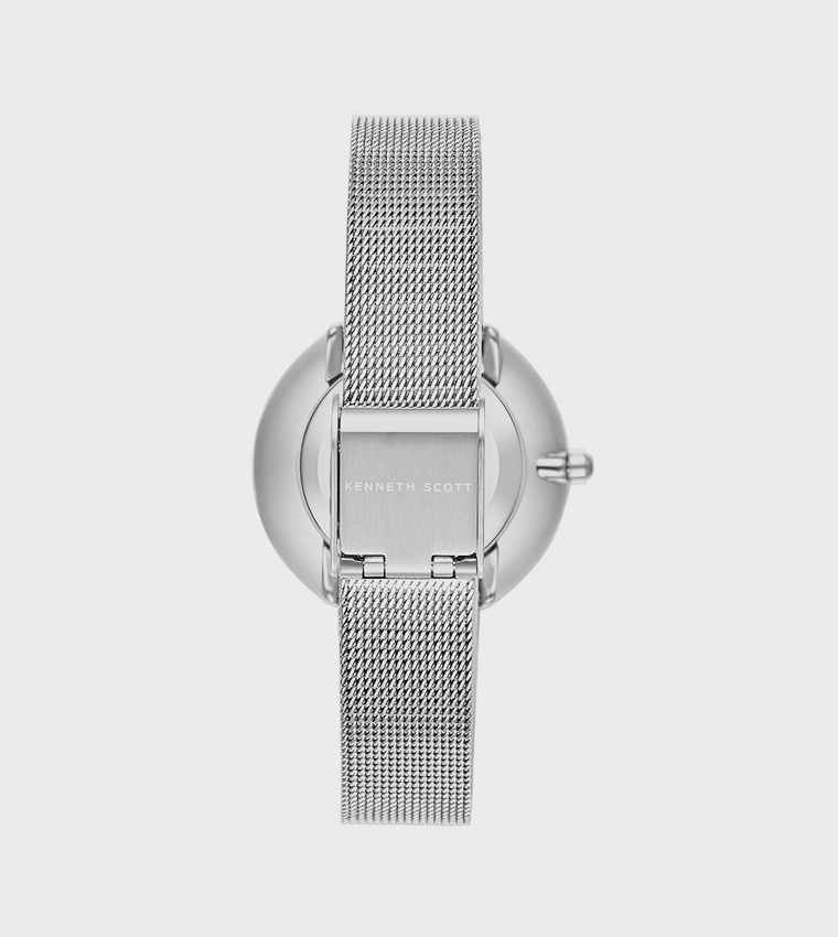 Buy Kenneth Scott Stone Studded Round Dial Analog Watch In Silver ...