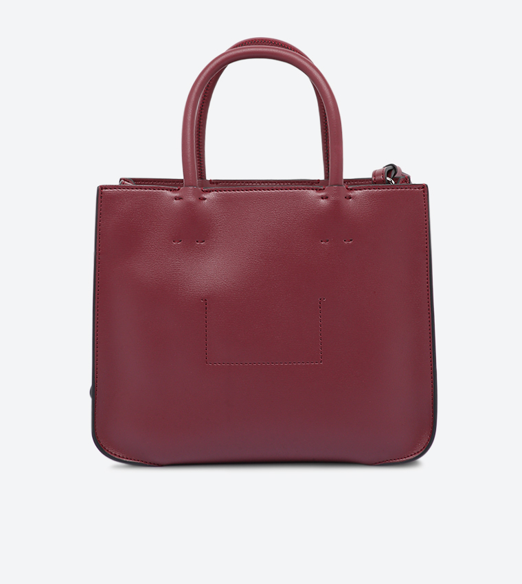 Buy Calvin Klein Monogram Detailed Zip Closure Cross Body Bag Red In ...