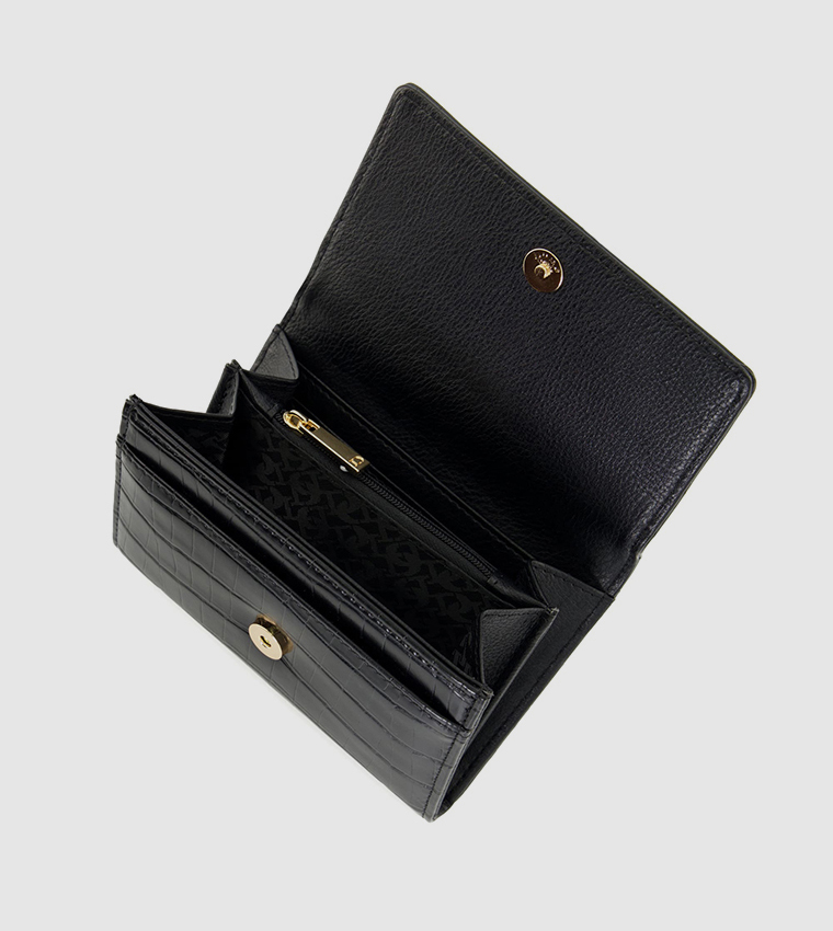 Buy Dune London KAYCI Metal Accent Wallet In Black | 6thStreet UAE