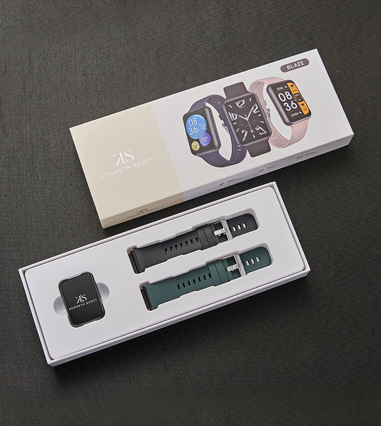 Buy Kenneth Scott Square Dial Smart Watch With Interchangeable Strap In ...