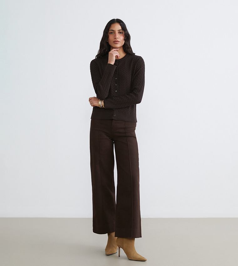 Buy LC Waikiki Solid High Rise Wide Leg Jeans In Brown | 6thStreet UAE