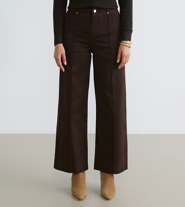 Buy LC Waikiki Solid High Rise Wide Leg Jeans In Brown | 6thStreet UAE