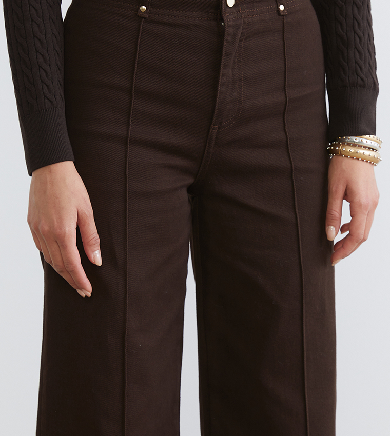 Buy LC Waikiki Solid High Rise Wide Leg Jeans In Brown | 6thStreet UAE