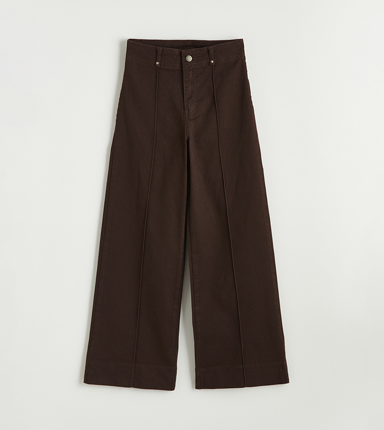 Buy LC Waikiki Solid High Rise Wide Leg Jeans In Brown | 6thStreet UAE