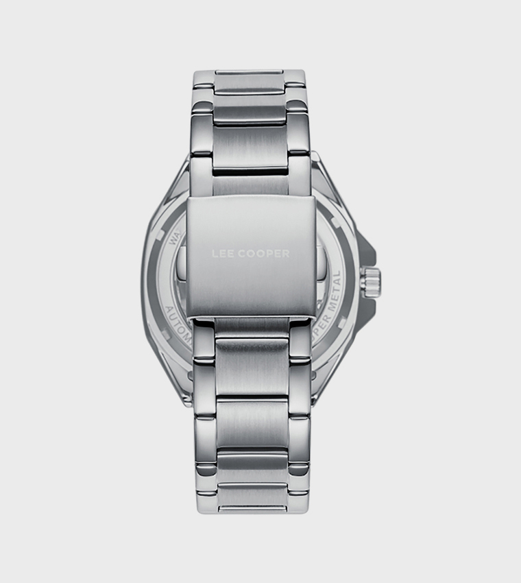 Buy Lee Cooper Automatic Multifunction Black Dial Watch In Silver ...
