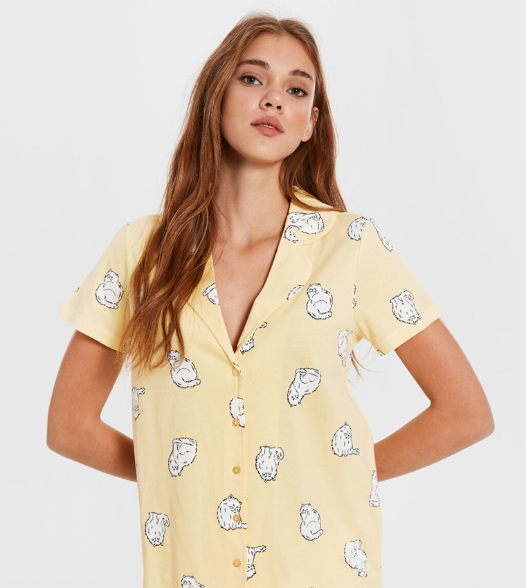 Buy LC Waikiki Key Pyjamas Set Short Light Yellow Pri In Yellow ...