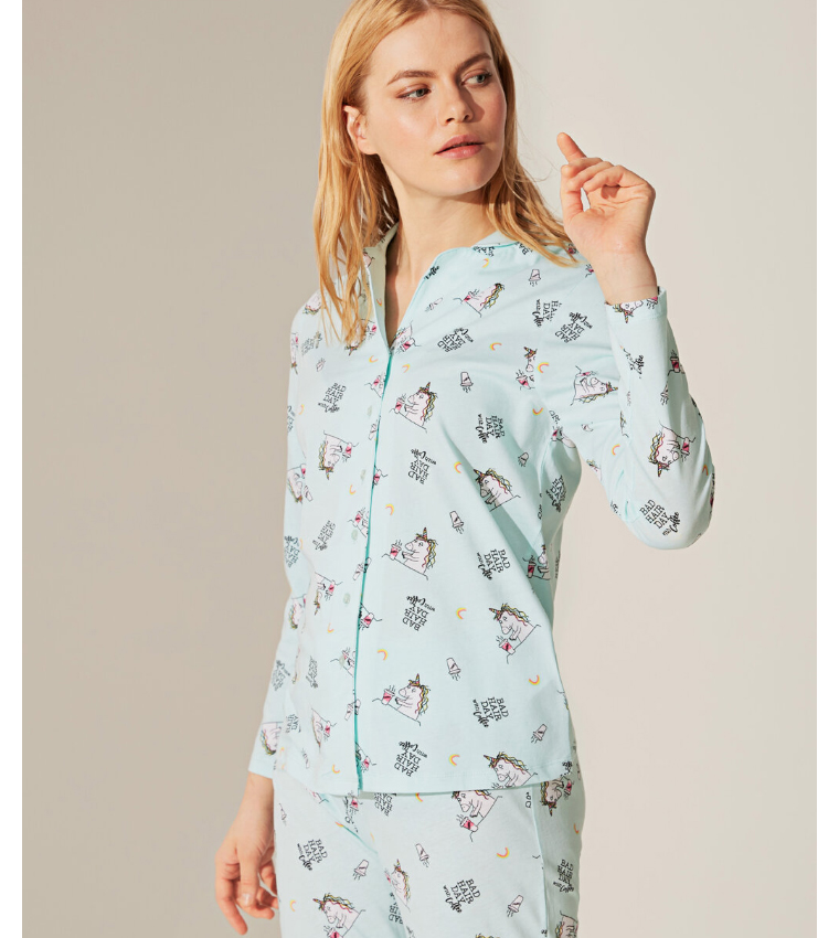 اشتري اٍل سي واي كيكي Key Pyjamas Set Long Aqua Blue بلون أزرق | 6ستريت ...