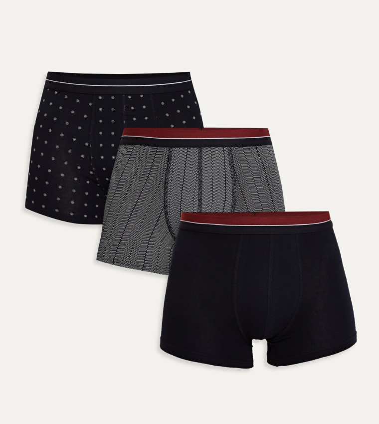 Buy LC Waikiki Standard Mold Flexible Fabric Boxer 3 Navy Printed In ...