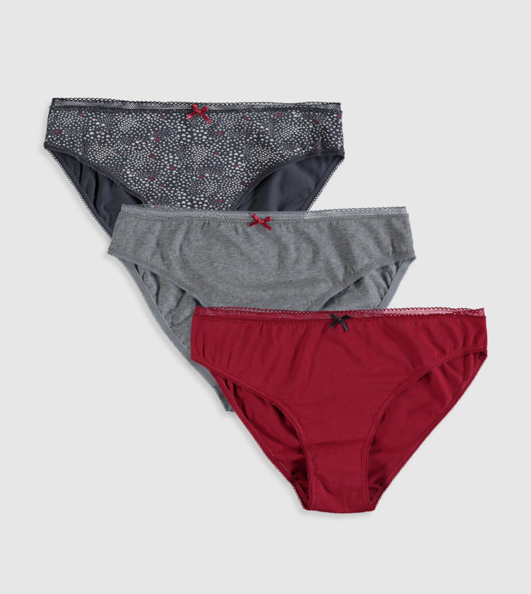 Buy LC Waikiki Patterned Cotton Classic Briefs 3 Pieces Anth. Melange ...