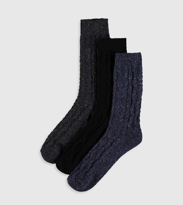Buy LC Waikiki Thick Socket Socks 3 Pieces Dark Navy In Navy | 6thStreet Bahrain