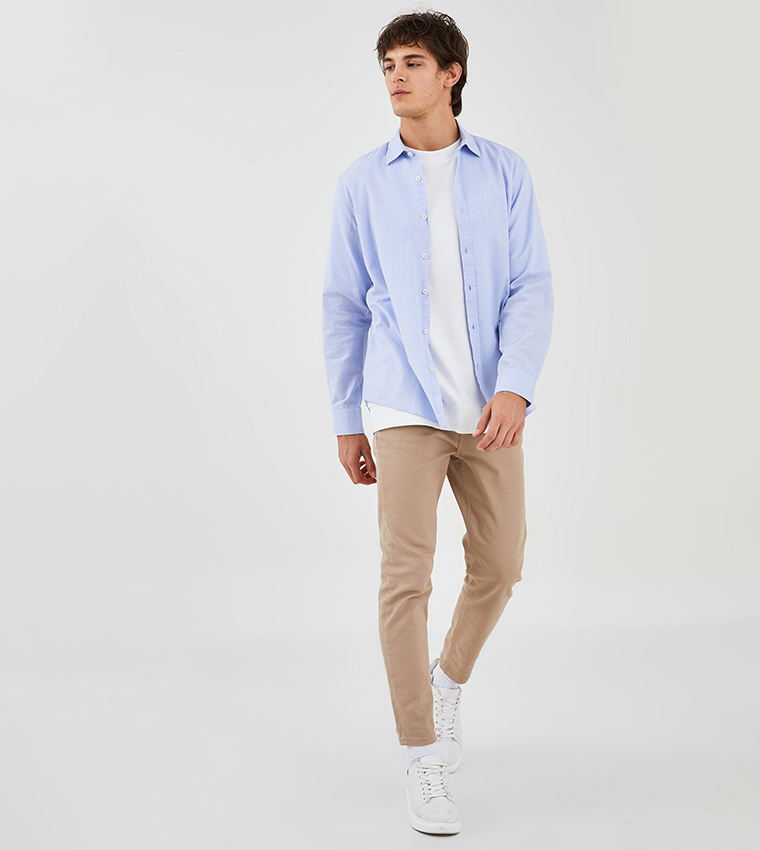 Buy LC Waikiki Xside Regular Fit Long Sleeve Oxford Shirt In Blue ...