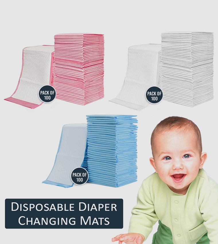 Buy Little Story Pack Of 100 Disposable Diaper Changing Mats Pink In ...