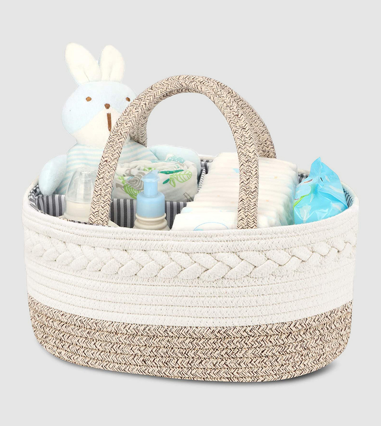 Buy Little Story Cotton Rope Diaper Caddy In Ivory | 6thStreet UAE