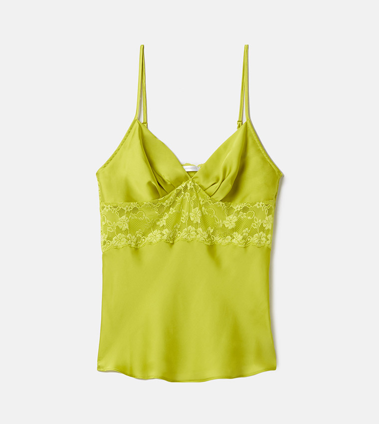 Buy Yamamay Lace Detail Camisole Top In Lime | 6thStreet Kuwait