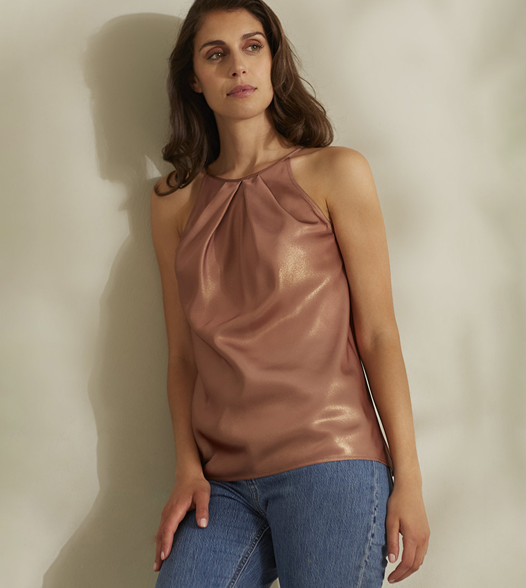 Buy Yamamay Solid Halterneck Sleep Top In Bronze | 6thStreet Kuwait