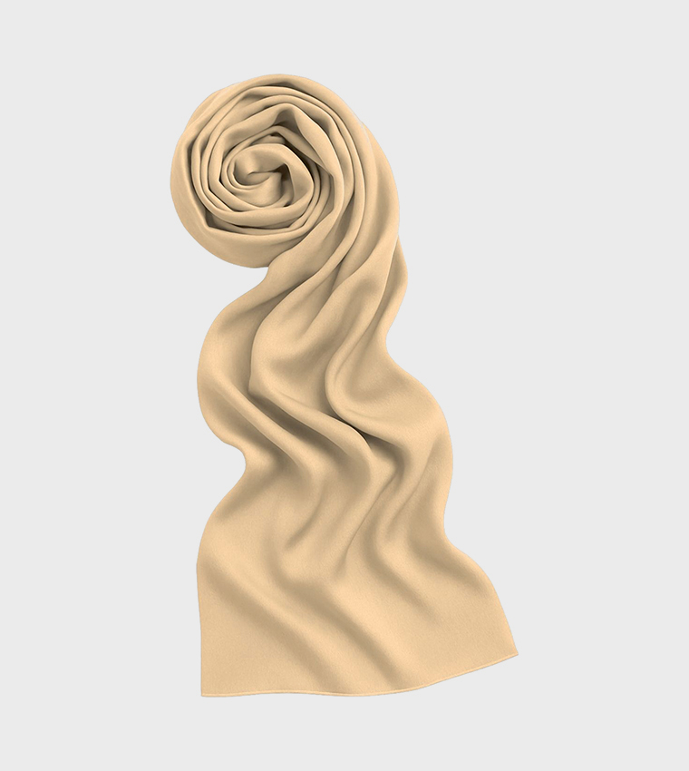 Buy Mizalle YAQA Solid Satin Hijab Shawl In Beige | 6thStreet UAE