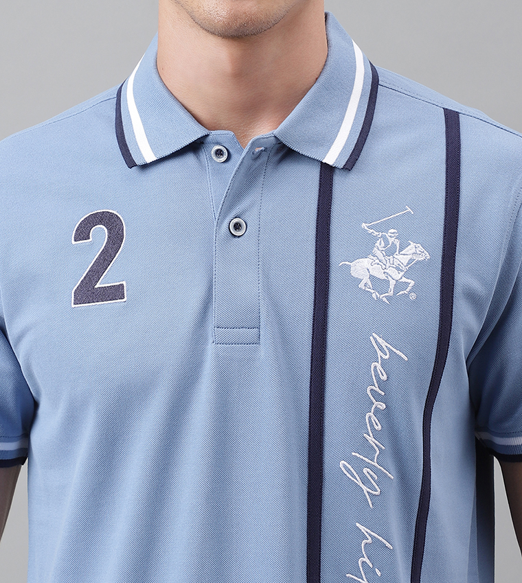 Buy Beverly Hills Polo Club Logo Embroidered Polo T Shirt In Blue ...