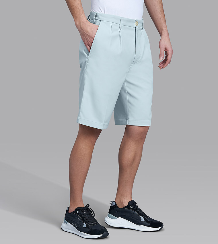 Buy Beverly Hills Polo Club Flex Fit Pleat Front Shorts In Blue ...