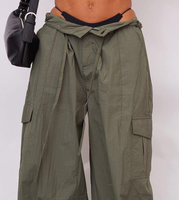 Buy PrettyLittleThing Parachute Oversized Shell Cargos In Green ...