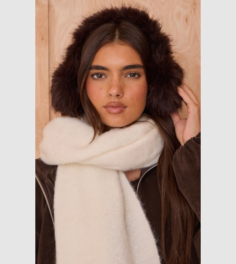 Buy PrettyLittleThing Faux Fur Fluffy Ear Muffs In Brown | 6thStreet UAE