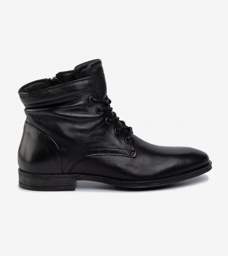 Buy Gino Rossi @ CCC Block Heel Round Toe Boots Black In Black ...