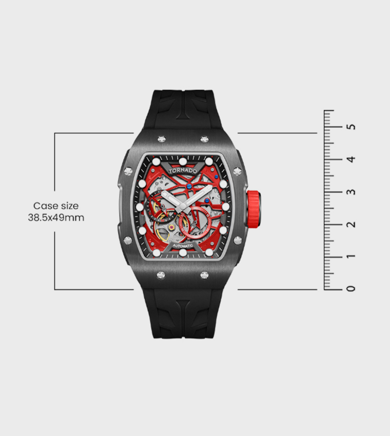 Buy Tornado Autonova Miyota 82S7 Automatic Watch With Silicone Strap In Red | 6thStreet Saudi Arabia
