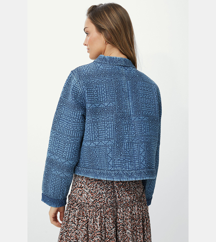 Buy Mantaray All Over Embroidered Chambray Jacket In Blue | 6thStreet Kuwait