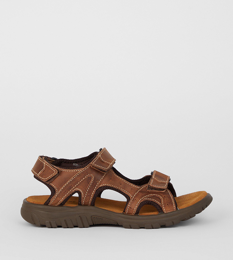 Buy Mantaray Beacon Leather Comfort Walking Sandals In Brown ...