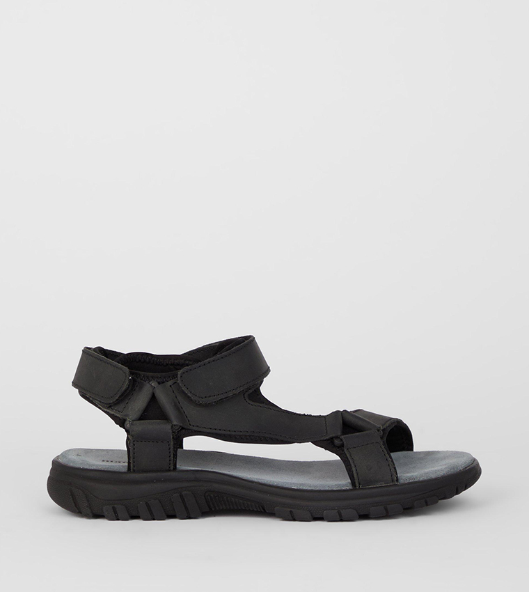 Buy Mantaray Padstow Adjustable Leather Comfort Sandals In Black ...