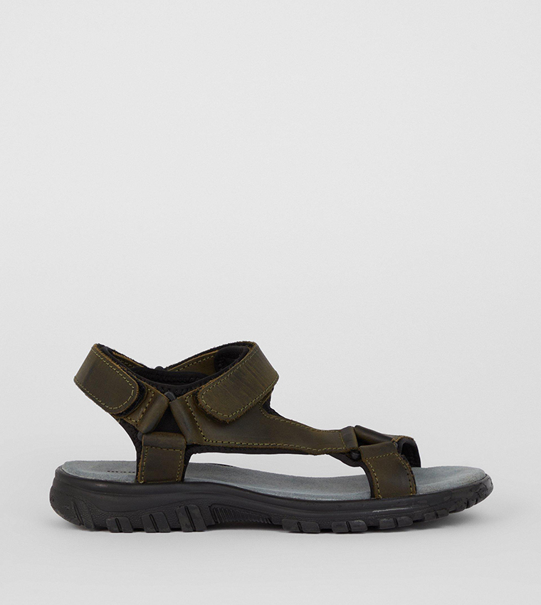 Buy Mantaray Padstow Adjustable Leather Comfort Sandals In Green ...