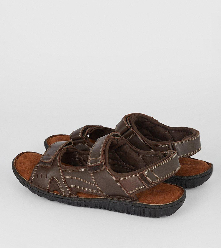 Buy Mantaray Caspian Two Strap Leather Walking Sandals In Brown ...