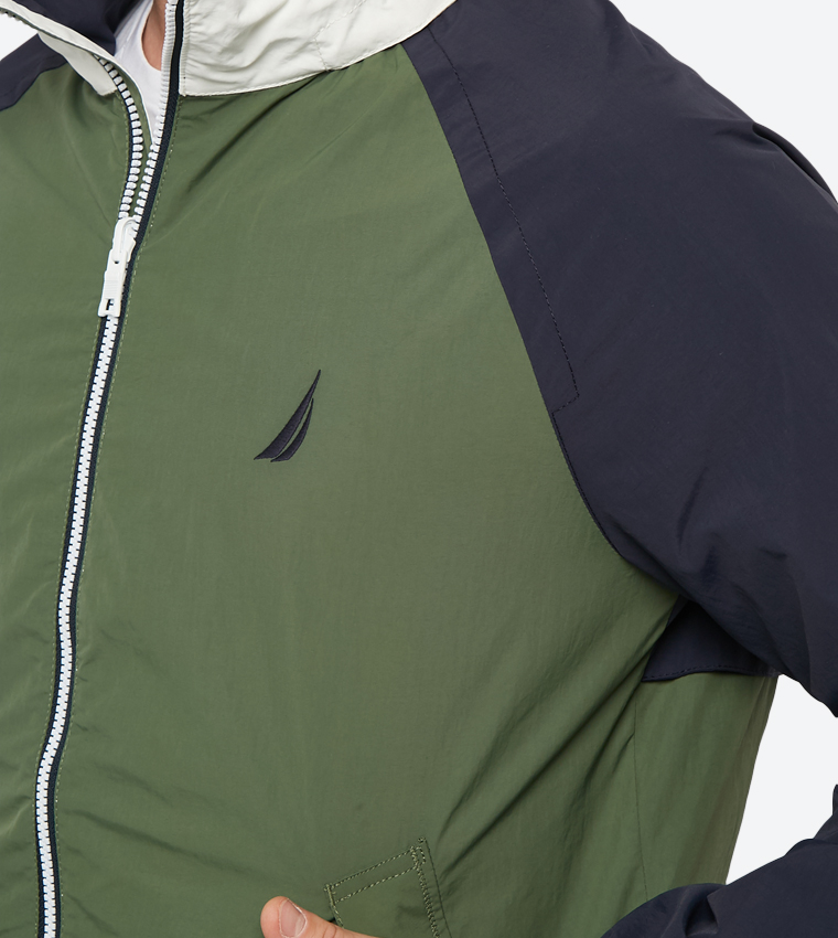 Buy Nautica Colorblock Long Sleeve Bomber Jacket Green Mens Bomber ...