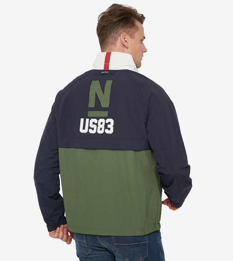 Buy Nautica Colorblock Long Sleeve Bomber Jacket Green Mens Bomber ...