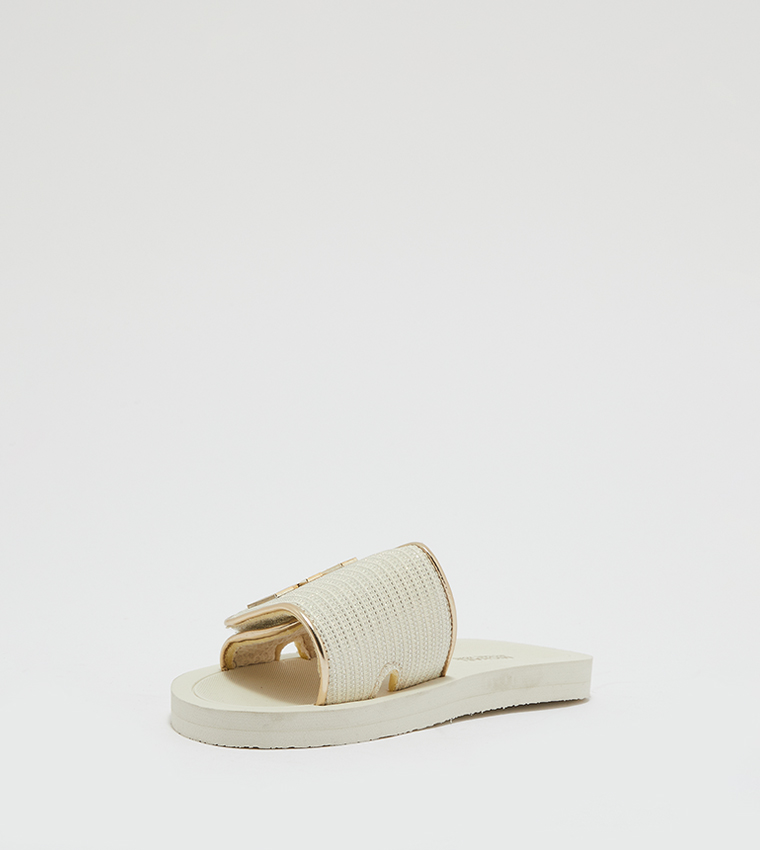Buy Michael Kors ELI Rylee Slides In Cream | 6thStreet Qatar