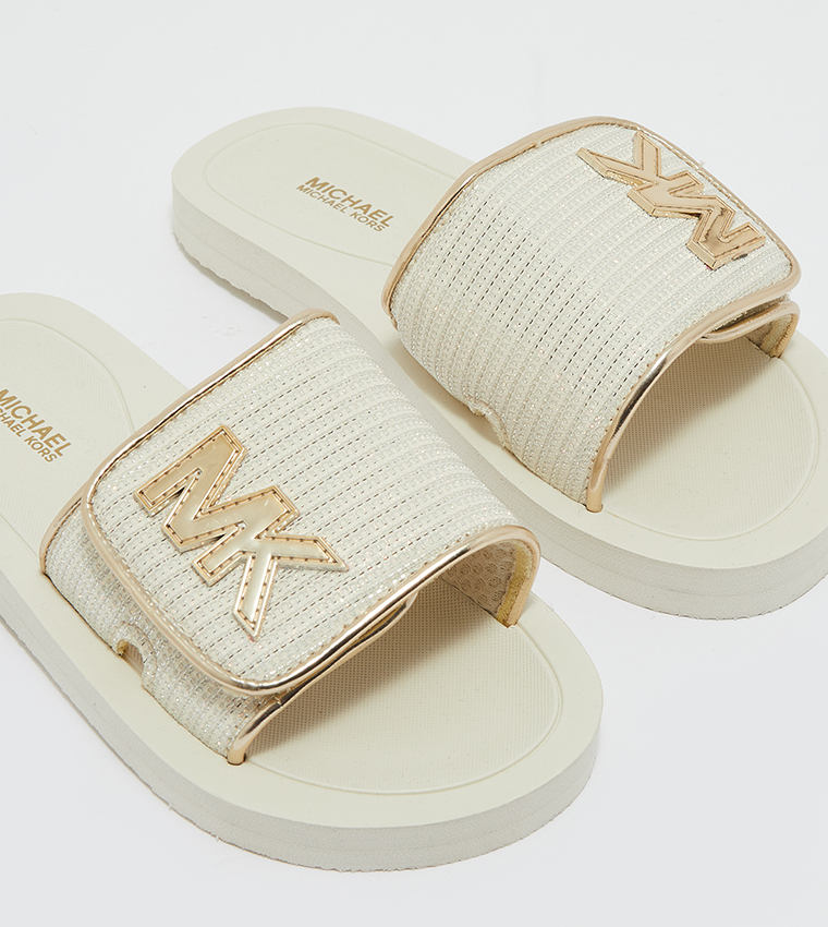 Buy Michael Kors ELI Rylee Slides In Cream | 6thStreet Qatar